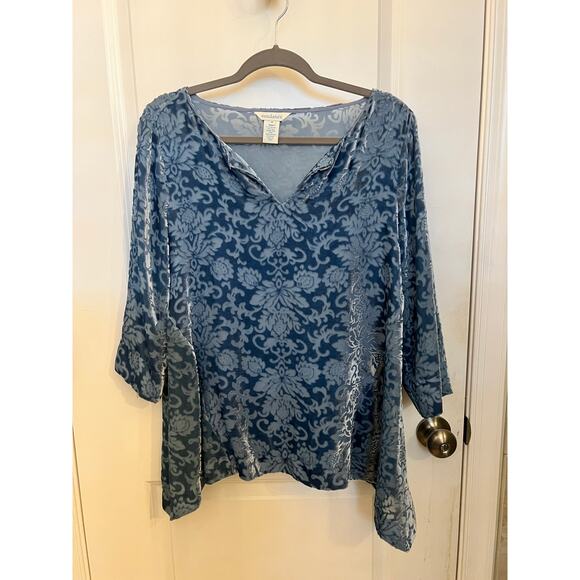 Sundance | Tops | Sundance Womens Silk Blend Velvet Floral Blue M ...